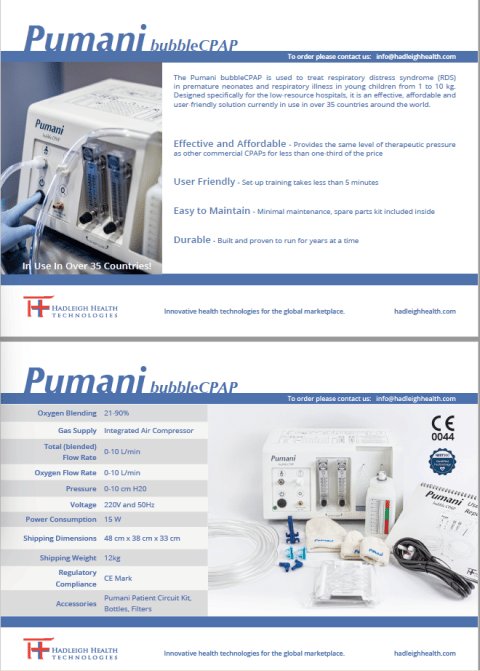 Buy the Pumani bubbleCPAP VIA Global Health
